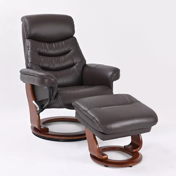 Happy - Leather Stressless Recliner with Ottoman by Benchmaster ...